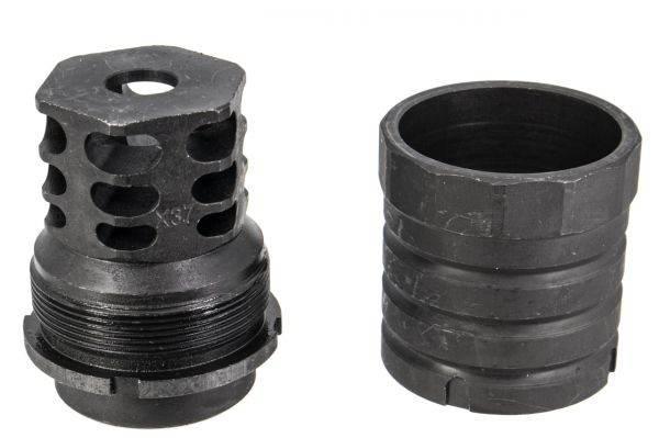 5KU AIRSOFT MUZZLE BRAKE AK 360 X37 BLAST SHIELD 24MM DISTRICT AIRSOFT